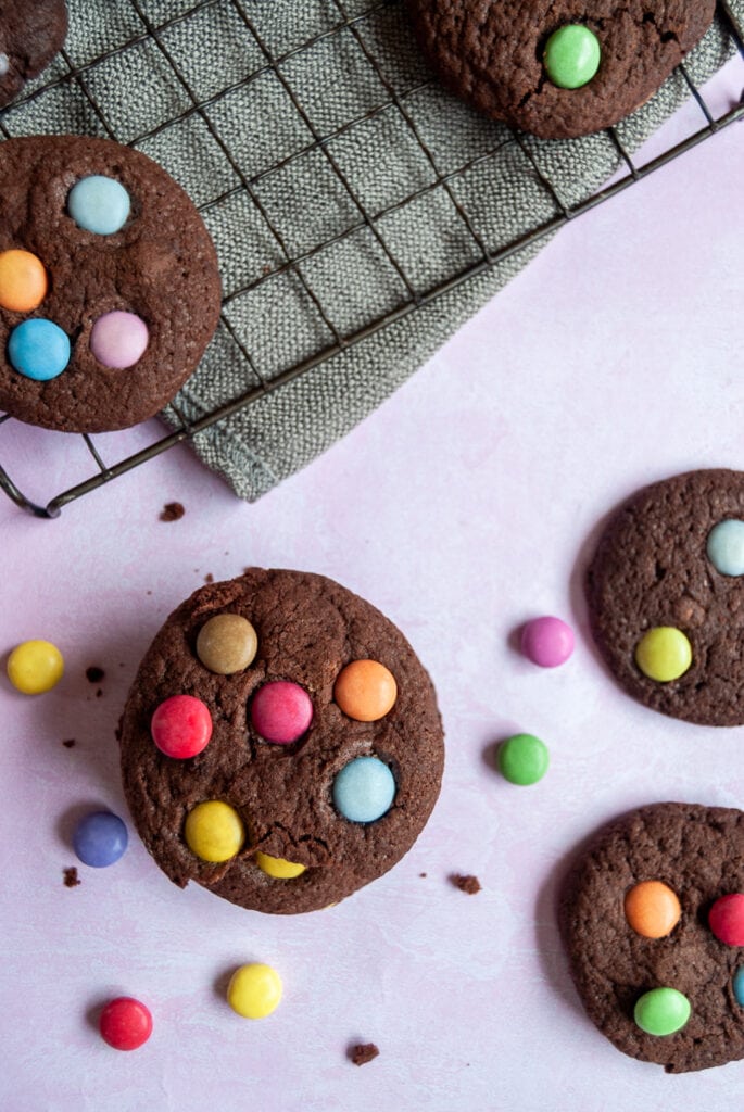 Chocolate Smartie Cookies - Something Sweet Something Savoury
