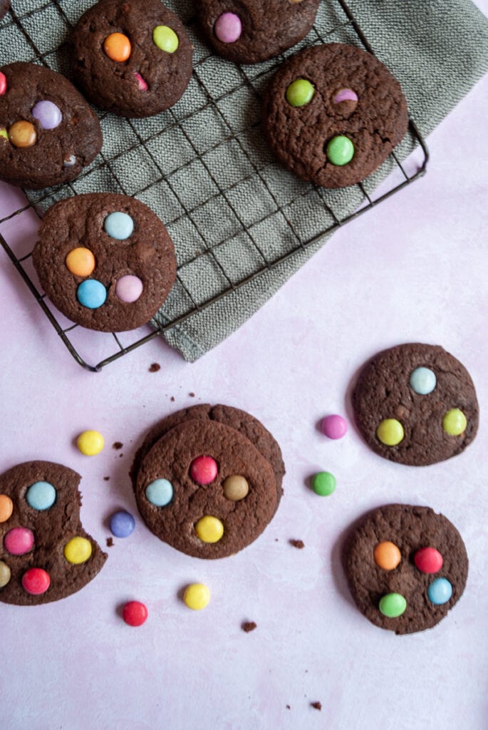 Chocolate Smartie Cookies - Something Sweet Something Savoury