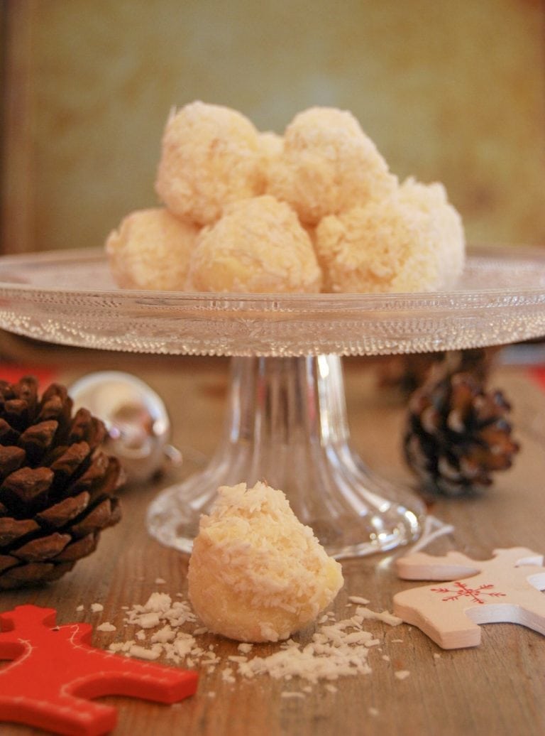 White Chocolate Coconut Snowball Truffles - Something Sweet Something ...