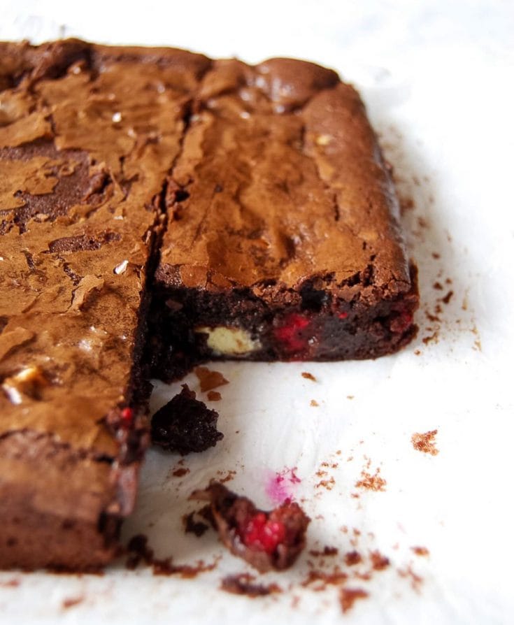 Raspberry and white chocolate brownies - Something Sweet Something Savoury