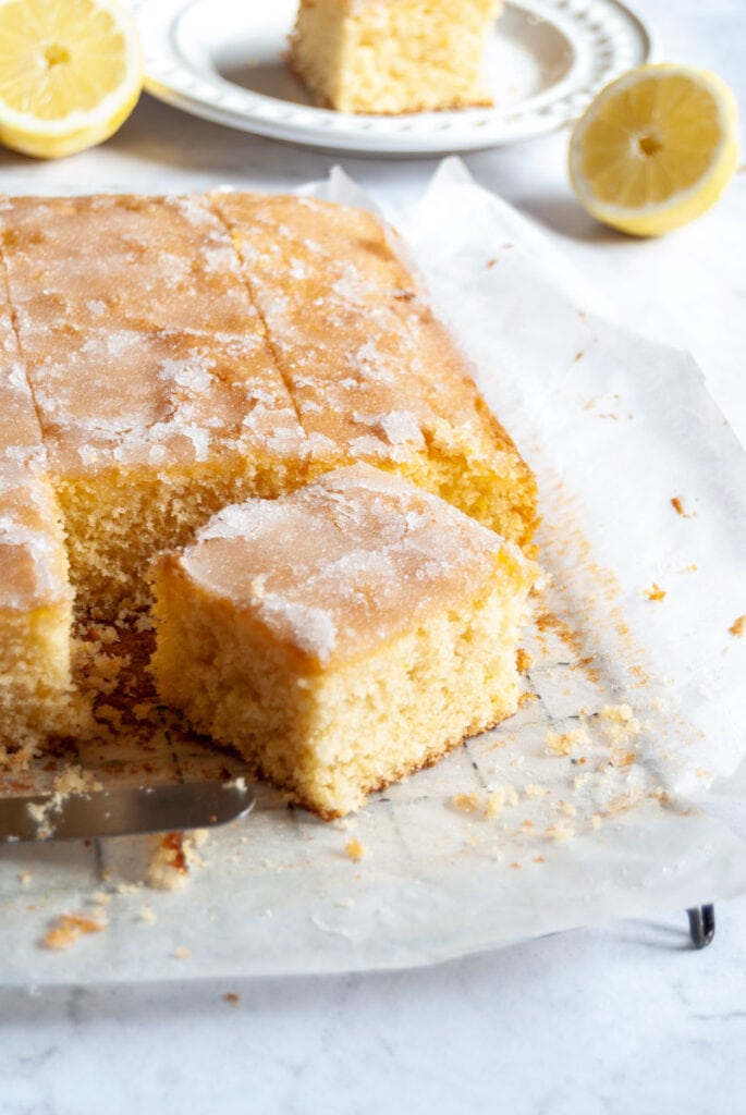 lemon drizzle traybake - Something Sweet Something Savoury