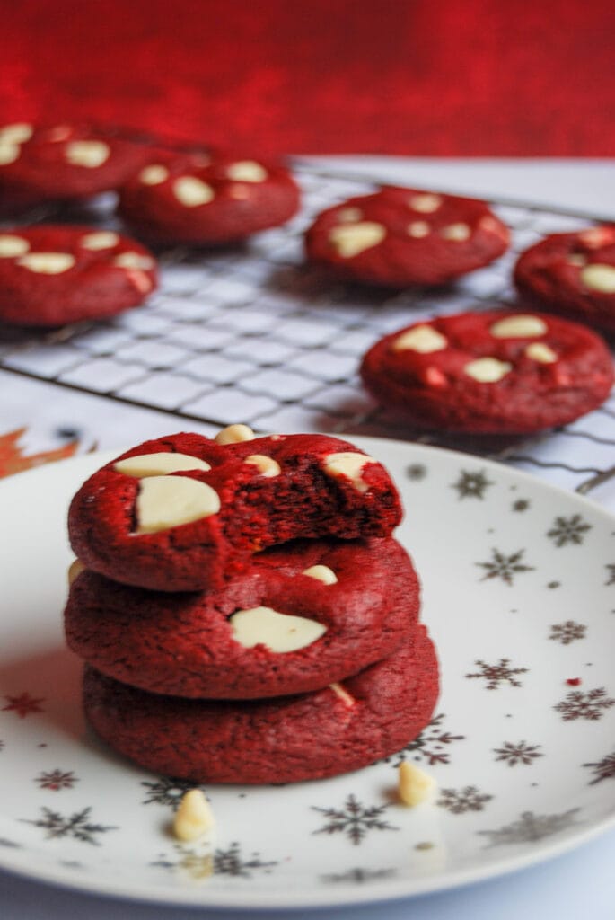 Red Velvet and white chocolate cookies - Something Sweet Something Savoury