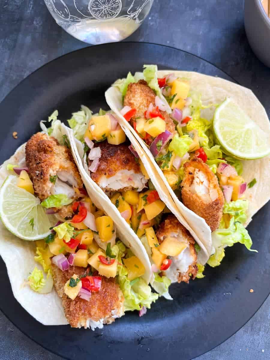 Crispy Fish Tacos with Mango Chilli Salsa - Something Sweet Something ...